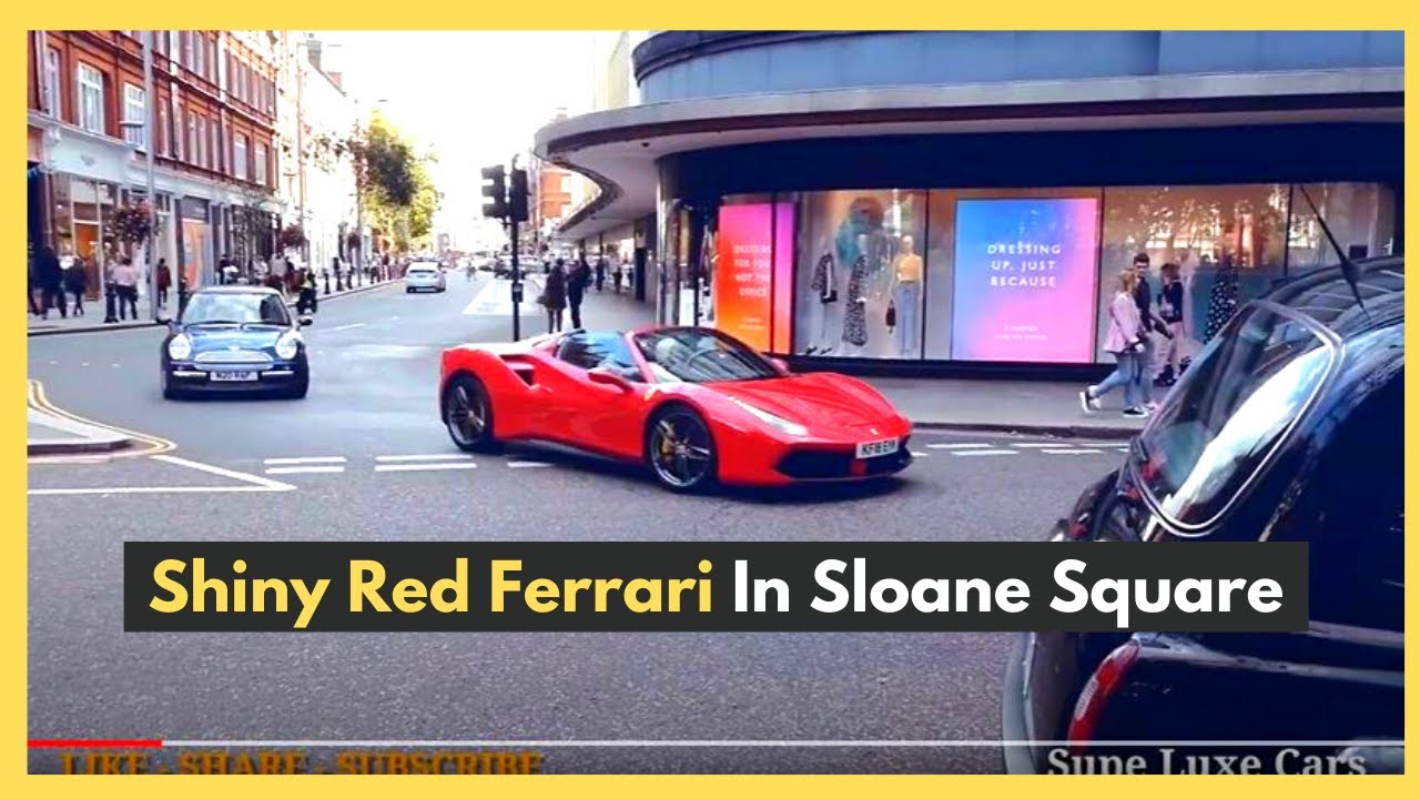 Shiny Red Ferrari In Sloane Square, London - YouTube