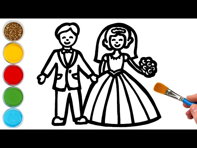 Bride and Groom Drawing, Painting, Coloring for Kids & Toddlers ...