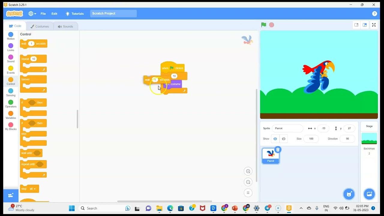 Scratch : Animate a sprite || Coding for animation in scratch - YouTube