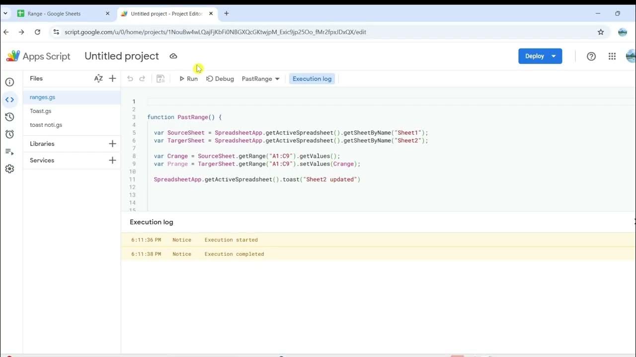 Google Apps Script course(6) : Toast Notification and implement - YouTube