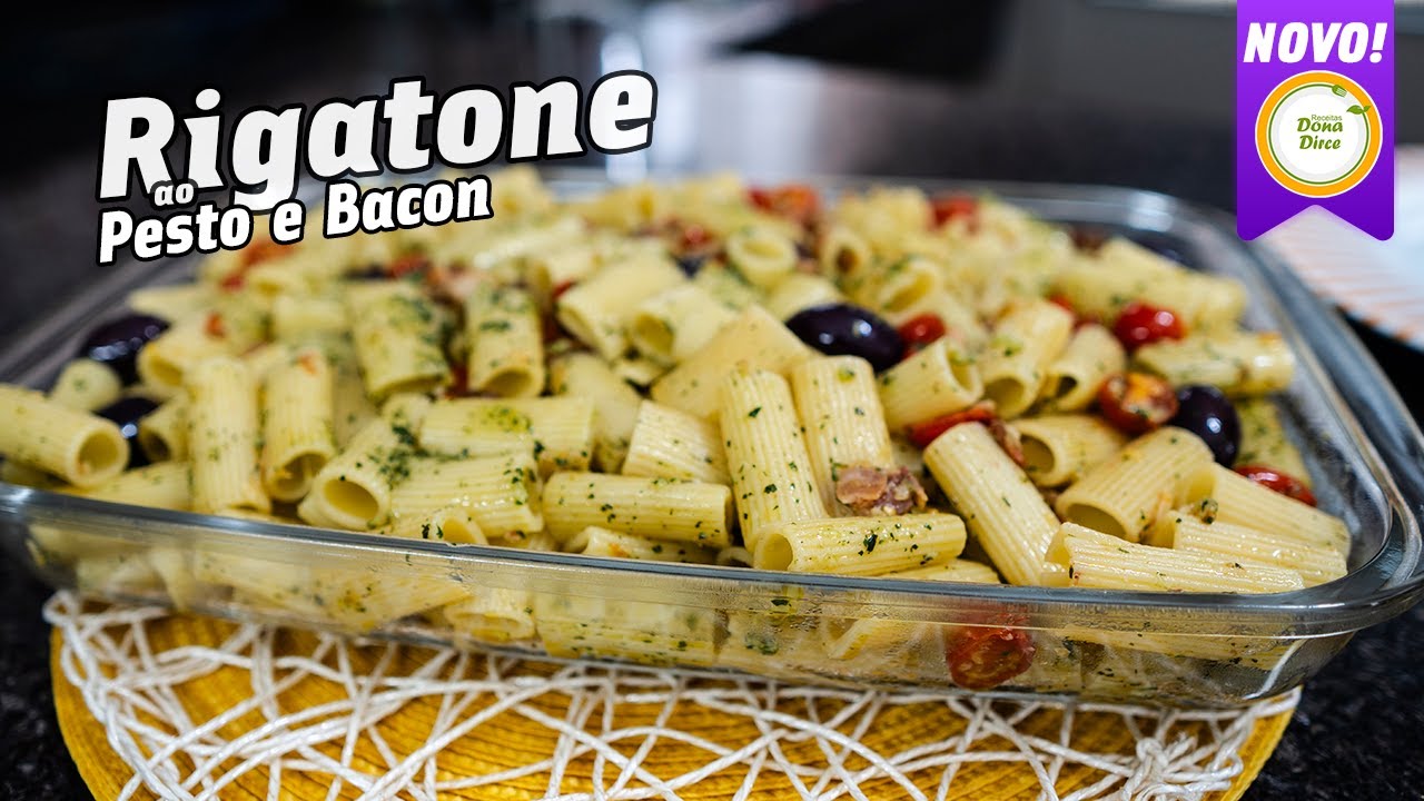 BACON COM MOLHO PESTO NA MASSA, FICOU INCRÍVEL | RIGATONE AO MOLHO ...