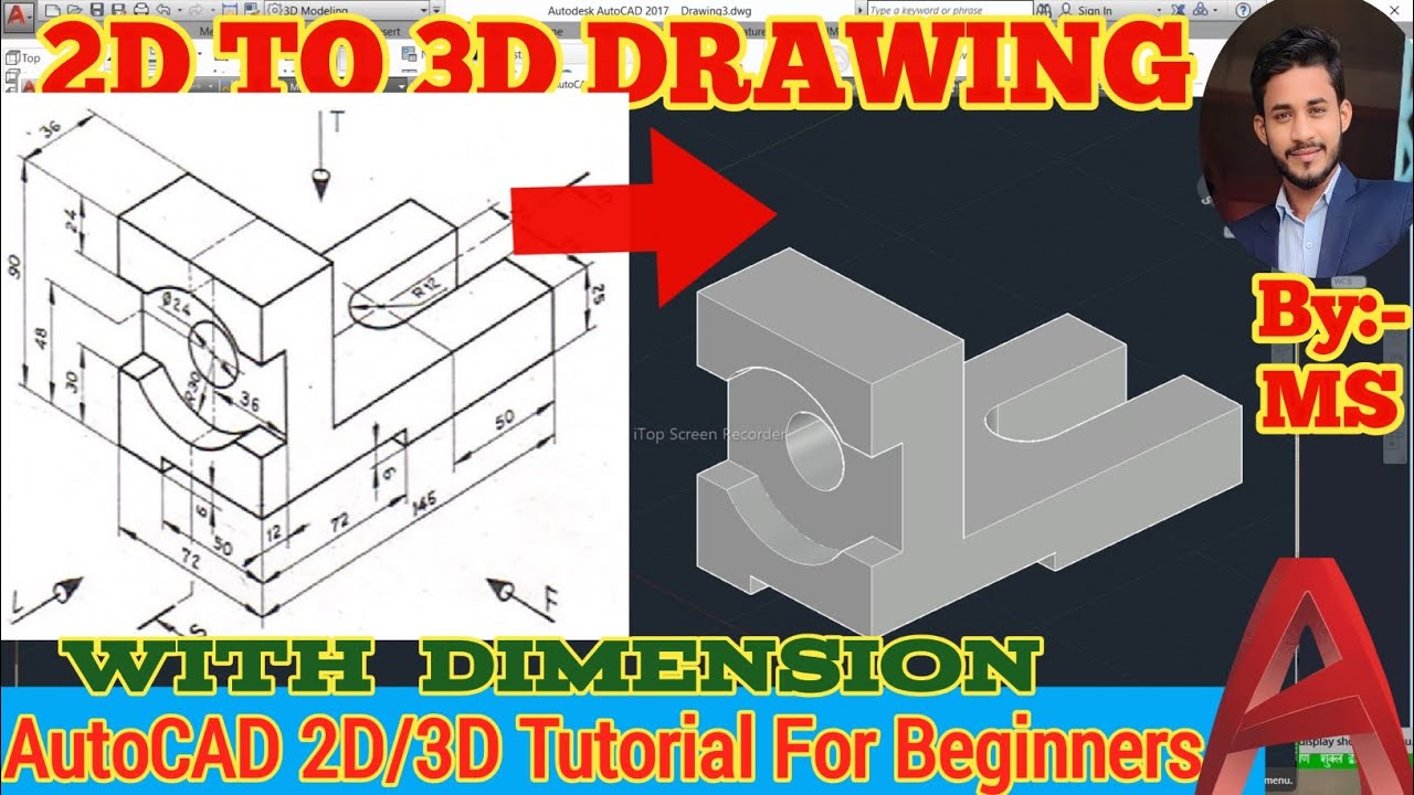 AutoCAD 3D for beginners|| Autocad 3d drawing||isometric to 3d drawing# ...