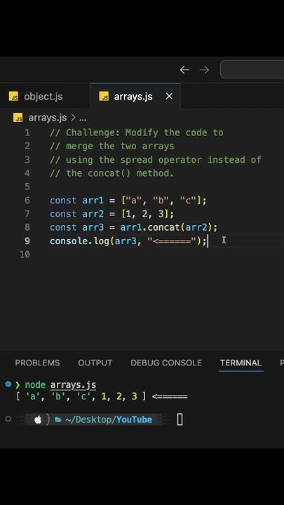 Arrays in JavaScript - Merge arrays using spread operator #coding #javascript - YouTube