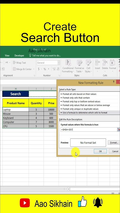 Create Search Button in Excel - YouTube