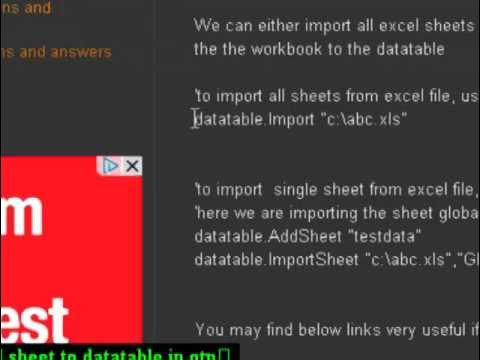 import excel sheet to datatable in qtp - YouTube