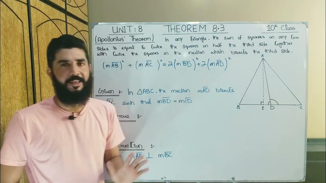 Theorem 8.3 class10 | theorem 3 chapter 8 class 10 | Chapter 8 Projection of a side of a ...