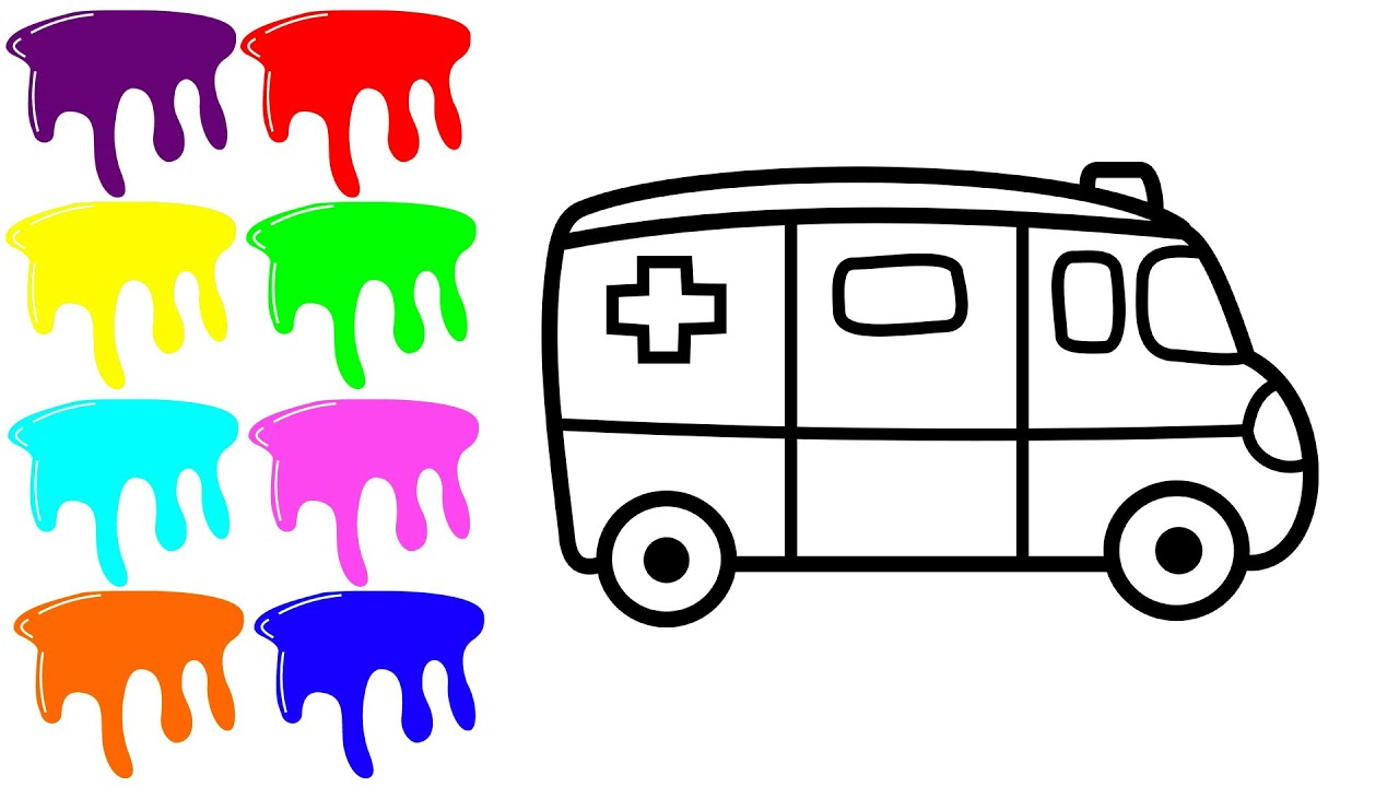 How to Draw Ambulance - Painting and Coloring for Kids & Toddlers ...