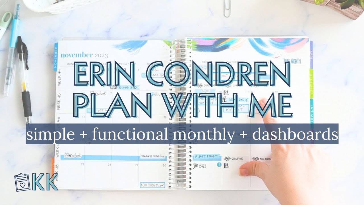 Erin Condren Functional Plan with Me Monthly Planner Spread Dashboard ...