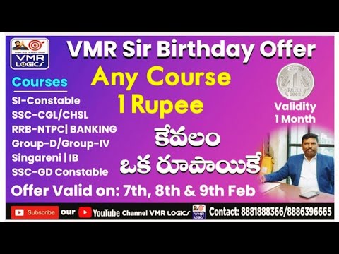 SPECIAL GIFT !!!! 1 Month Special Course @ just 1/- VMR SIR BIRTHDAY ...
