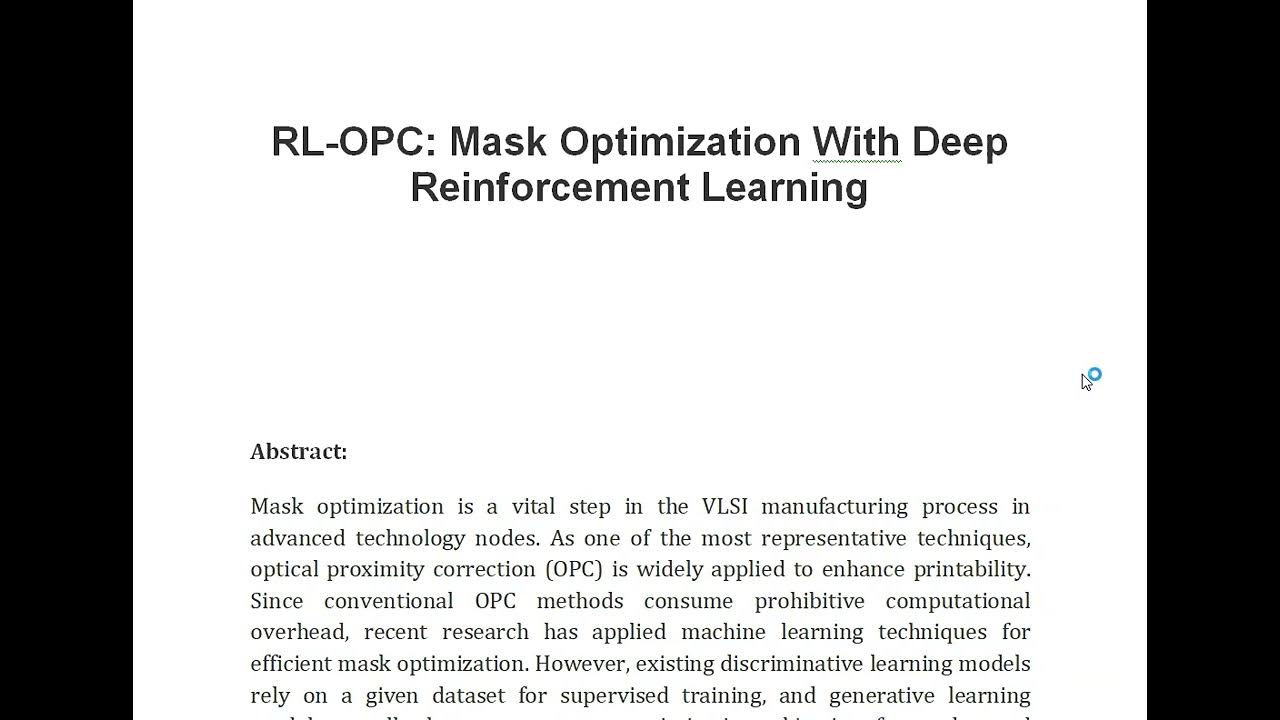 RL OPC Mask Optimization With Deep Reinforcement Learning - YouTube