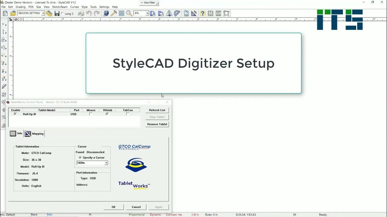 CalComp Roll-Up III Digitizer Setup with StyleCAD | Step-by-Step Configuration Guide - YouTube