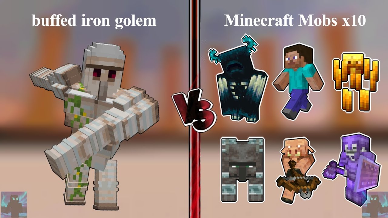 CHAD IRON GOLEM vs ALL MINECRAFT MOBS x10 | Minecraft Mob Battle - YouTube