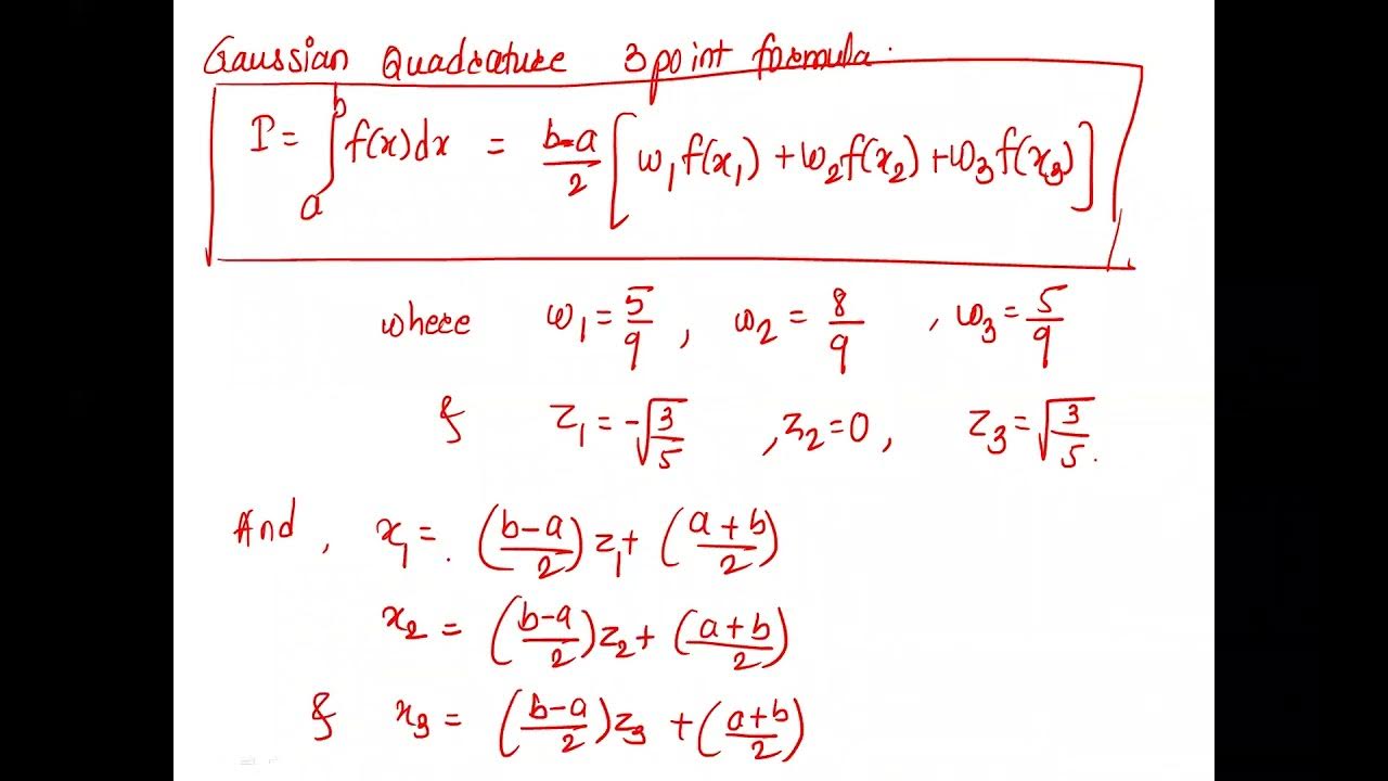 Guassian quadrature 2point and 3 point formulae - YouTube