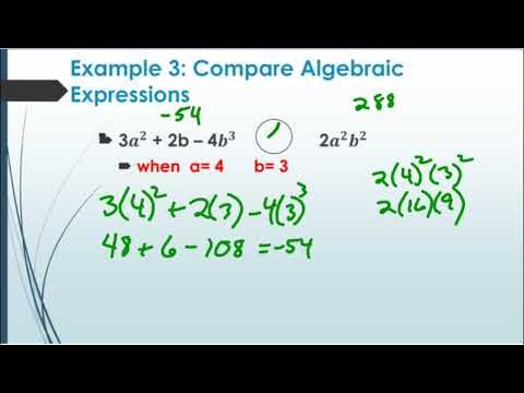 Lesson 9 Evaluating and Comparing Algebraic Expressions - YouTube