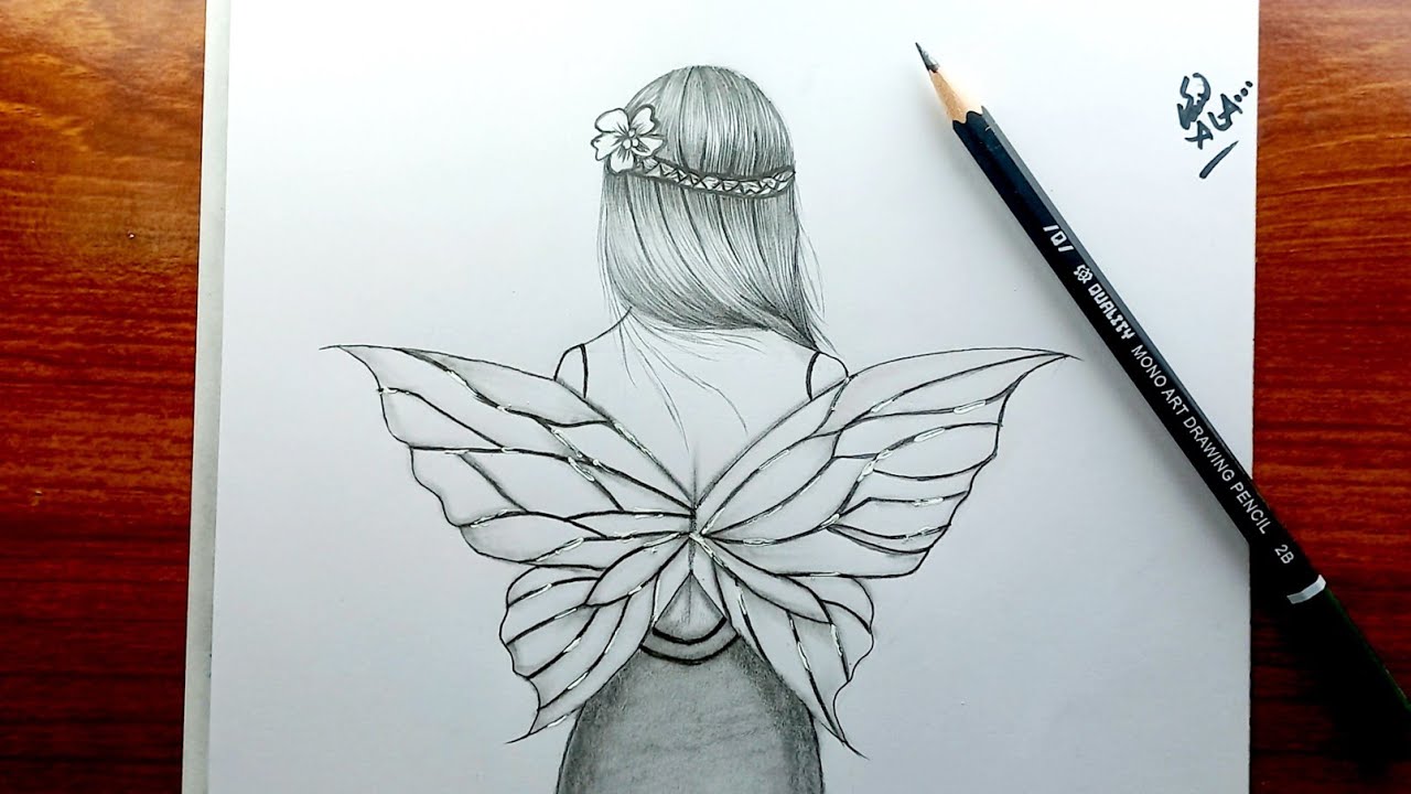 How to draw a fairy - Step by step Pencil Sketch for beginners || Fairy ...