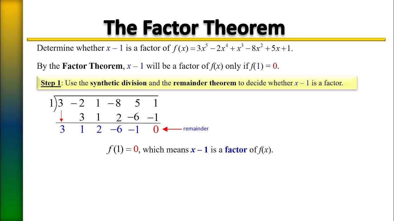 Factor Theorem (Writing Linear Factors) 3 EXAMPLES - YouTube
