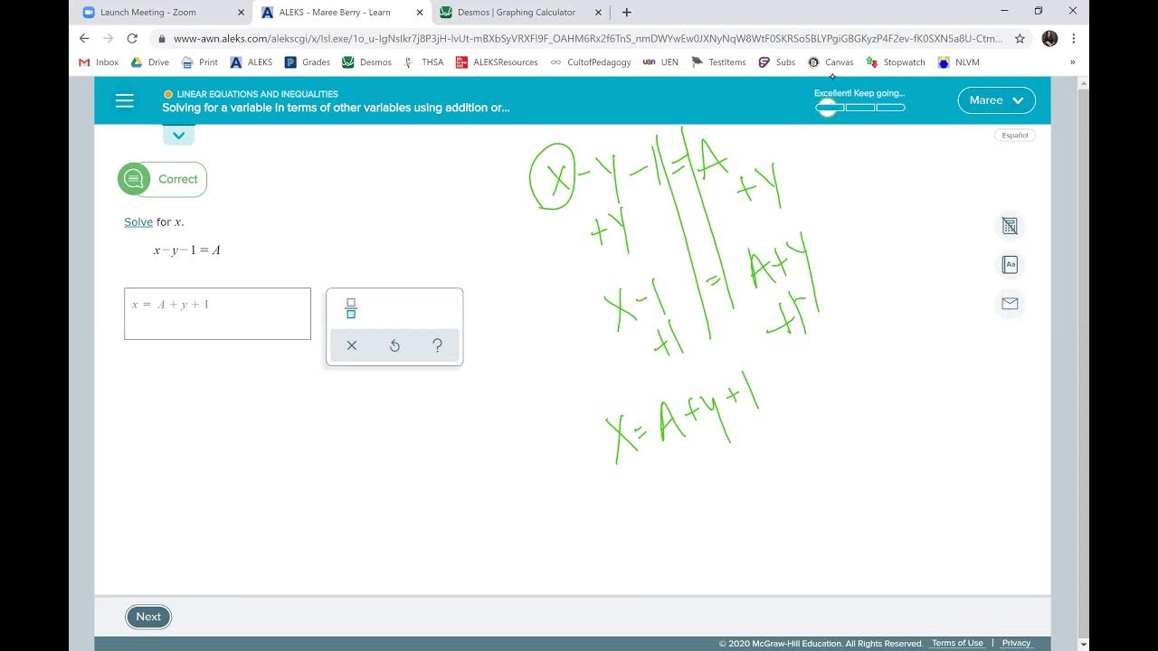 Solving for a variable in terms of other variables using addition or subtraction: Advanced - YouTube