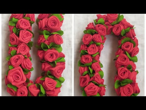 How to make Fabric cloth Rose flowers Garland | DIY Easy waste cloth ...
