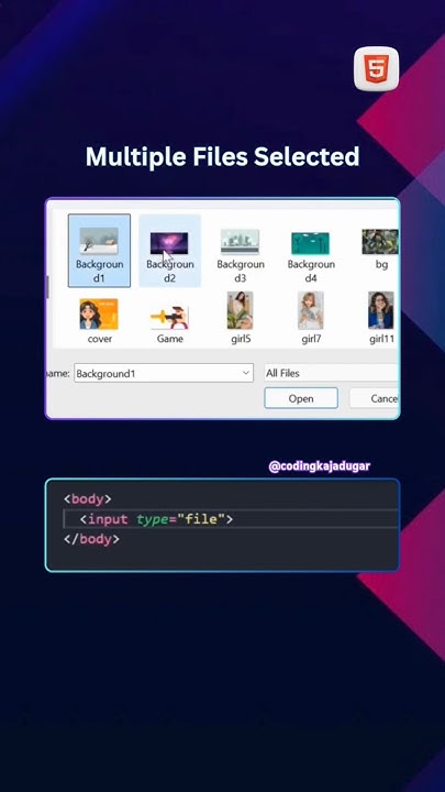 multiple files selected in html #html #coding #shorts #ytshorts #htmltags # ...