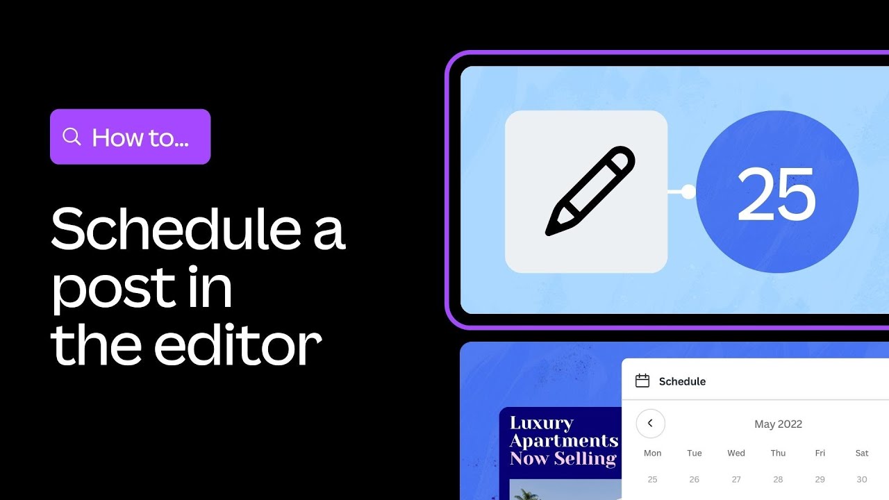 How to schedule a social post from the Canva Editor - YouTube