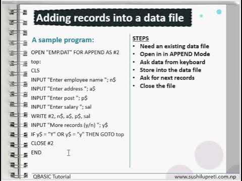 File Handling in QBASIC Adding Records - YouTube