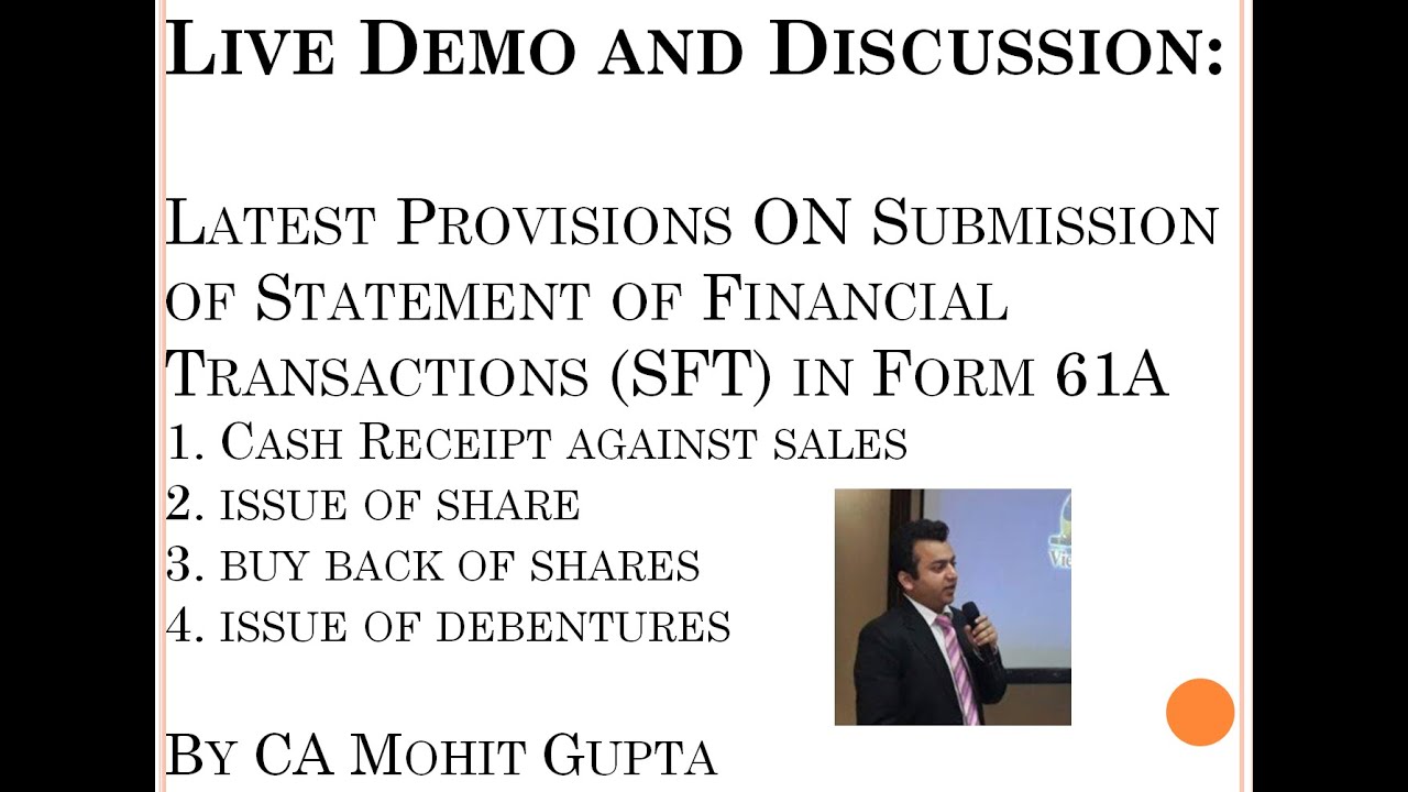 Statement of Financial Transactions (SFT) in Form 61A II Cash Receipt ...