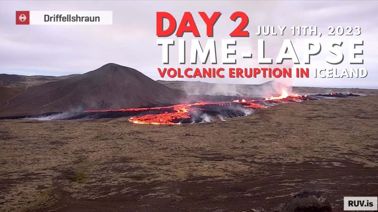 Day 2 - Volcanic Eruption in Iceland - Time-Lapse (July 11th, 2023 ...