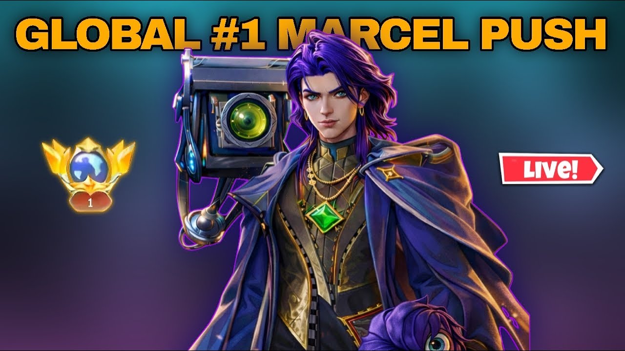 LIVE 🔴 MARCEL TOP GLOBAL PUSH #1 | New Hero Marcel Full Gameplay ...