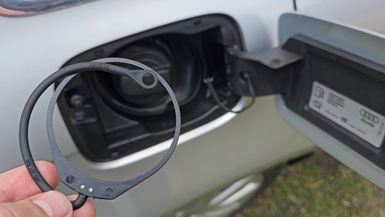 Audi A4 B8 - How to replace the fuel filler cap tether cord - YouTube