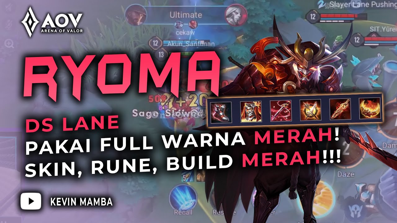 RYOMA SKIN MERAH, RUNE MERAH, BUILD MERAH!!! 😡😡😡 | AoV | 傳說對決 | RoV ...