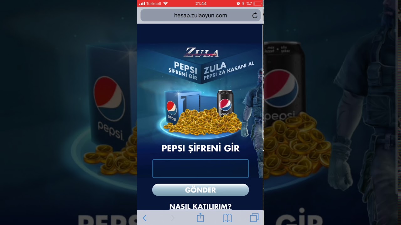 Bedava pepsi kasası kodu alma(zula) - YouTube