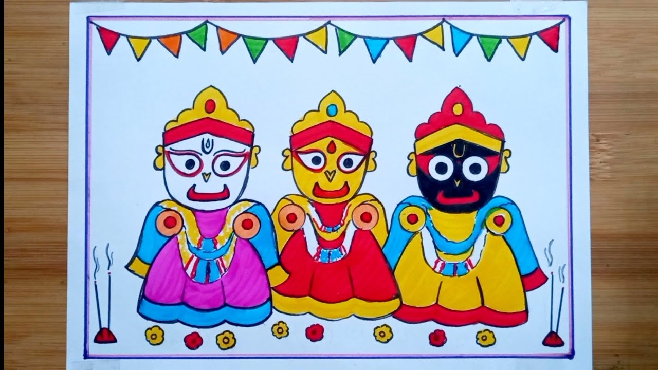 How To Draw Lord Jagannath, Balabhadra And Subhadra Drawing/Rathyatra ...