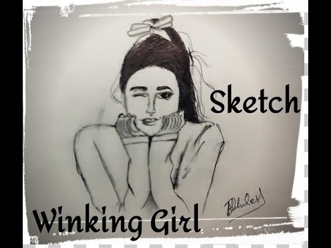 How to draw 'Winking Girl' sketch || step by step tutorial portrait ...