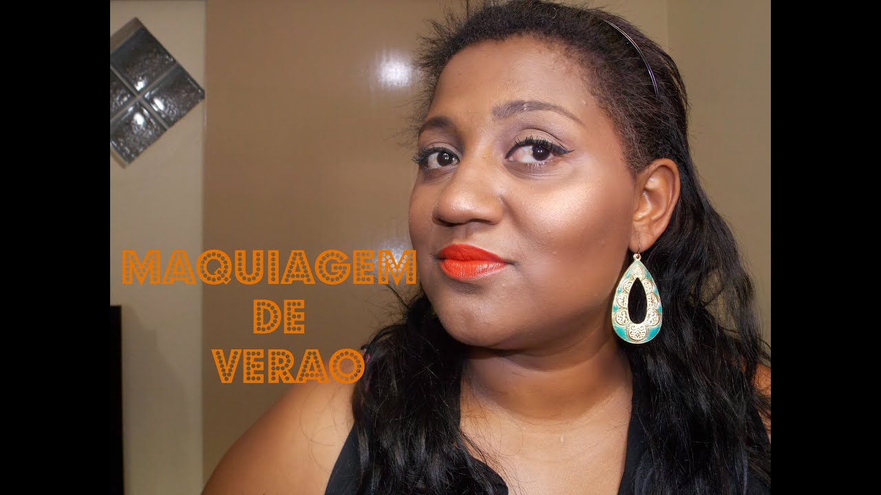 Tutorial: Maquiagem Leve de Verão com Boca Laranja!!!! - YouTube
