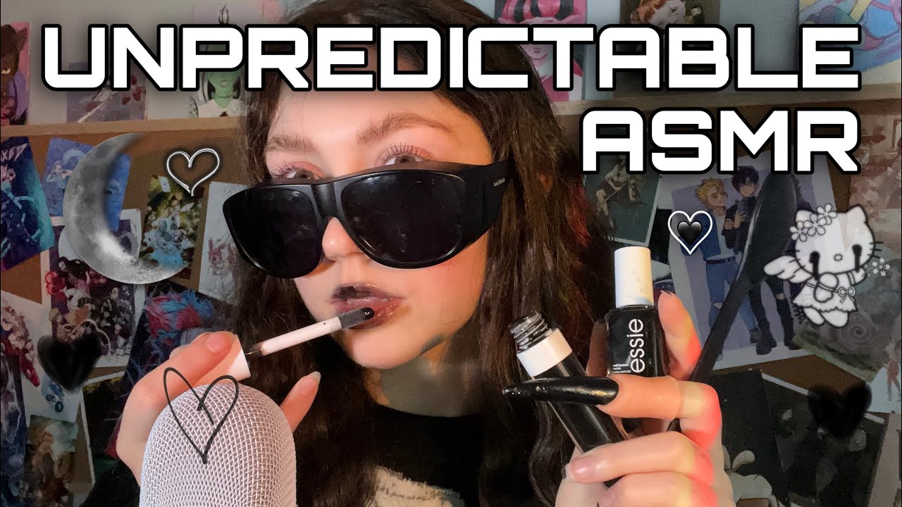 ASMR | Black Triggers🖤🕸️ ( invisible slime, lipgloss application, mouth ...