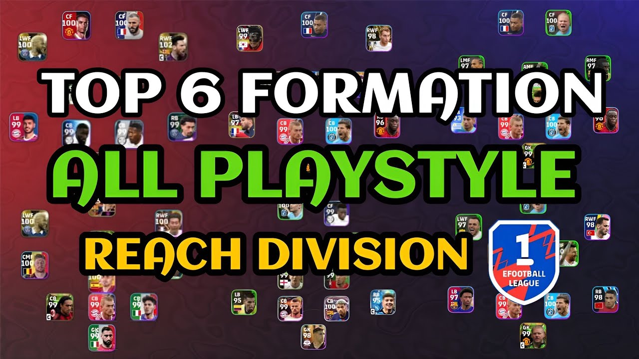 Top 6 Formation All Playstyle Reach Division 1 π₯π₯ Efootball 2024 Mobile