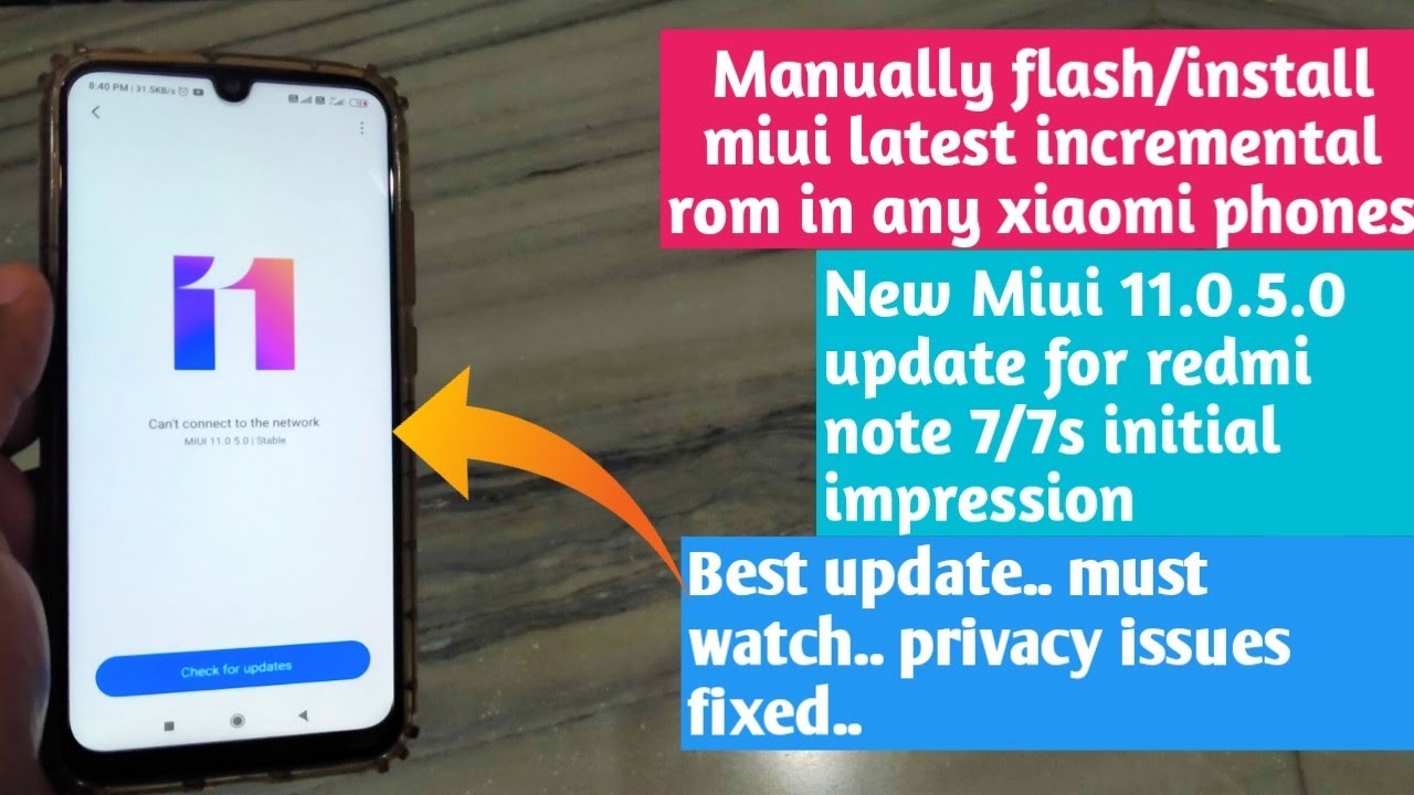 Manually flash Miui incremental rom| new miui11.0.5.0 update for redmi note7/7s|privacy issue ...