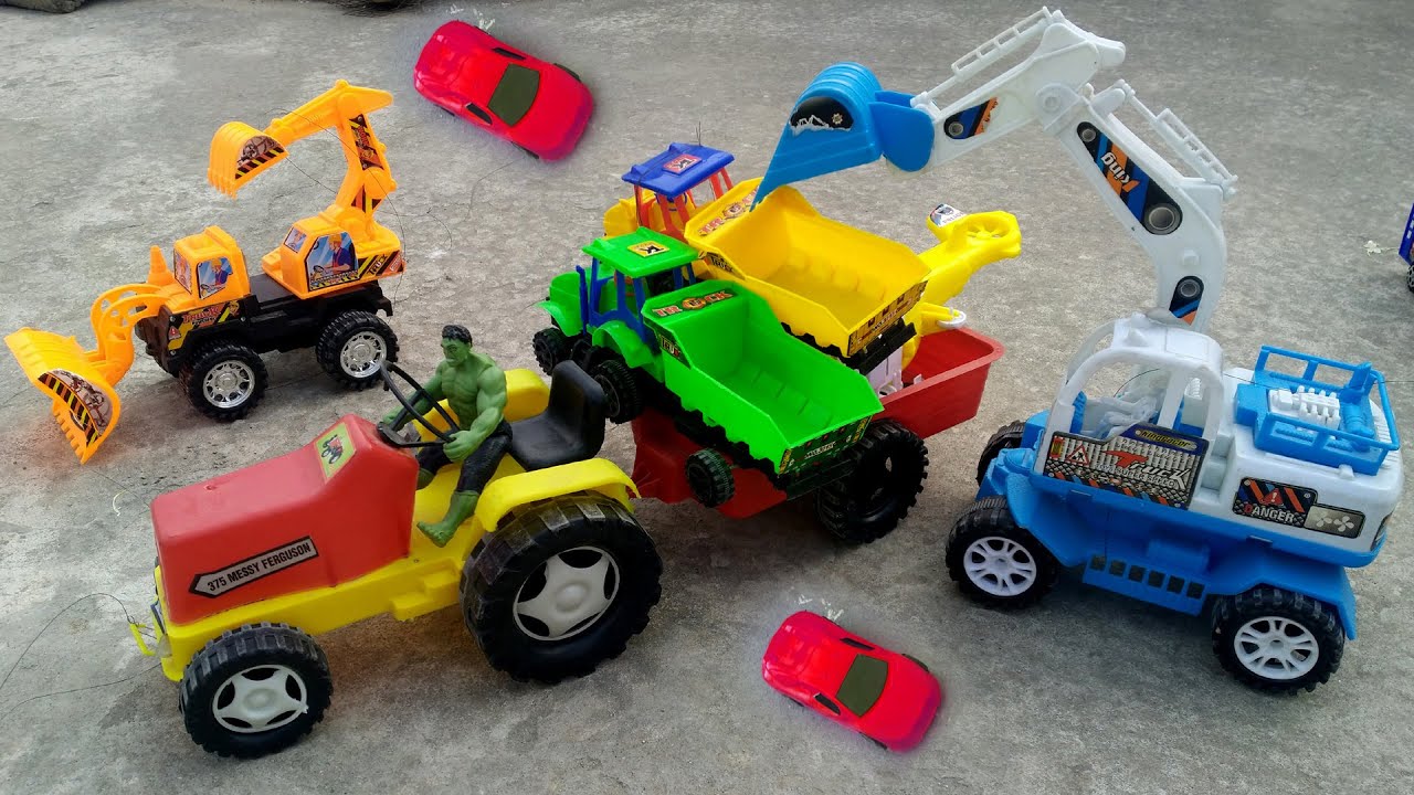 Mini Tractor Trolley Farming Toy Cartoon Video | JCB Excavator Tanker ...