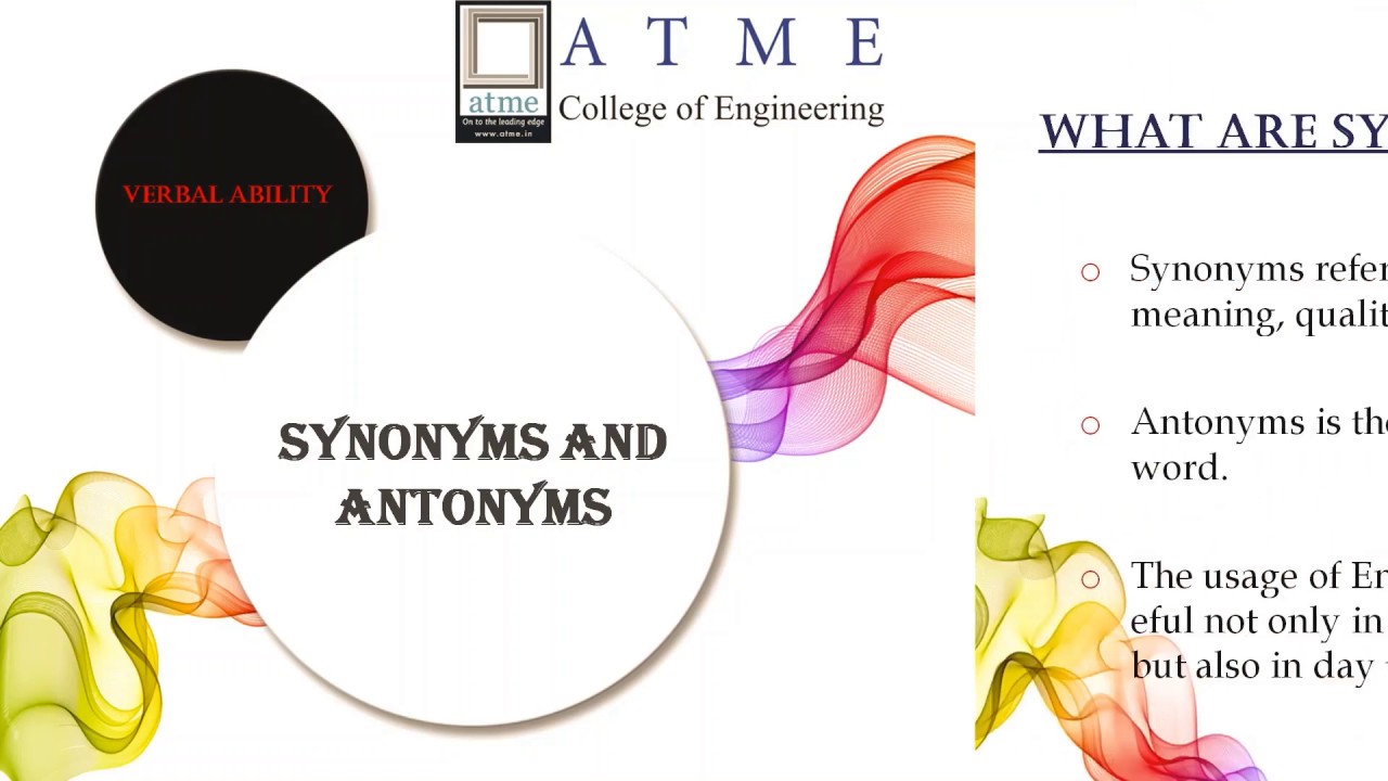 Verbal Ability On Synonyms Antonyms YouTube verbal-ability-on-synonyms-antonyms-youtube