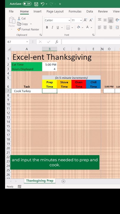 Thanksgiving + Spreadsheets! Basically a Gantt chart but with a ...