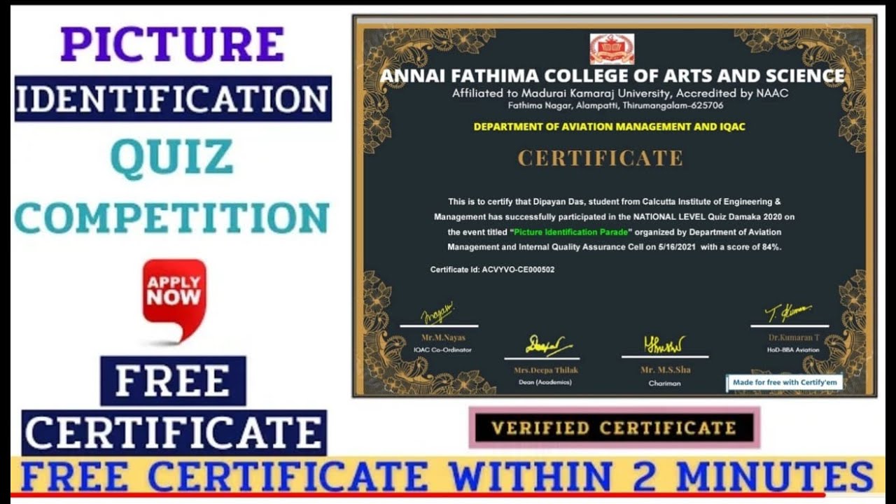 Picture Identification Quiz Competition | Free Certificate | Free ...