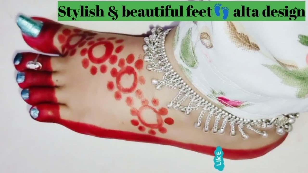 Stylish & beautiful feet👣 alta design🌺सुंदर और आसान आलता लगाना सीखें # ...