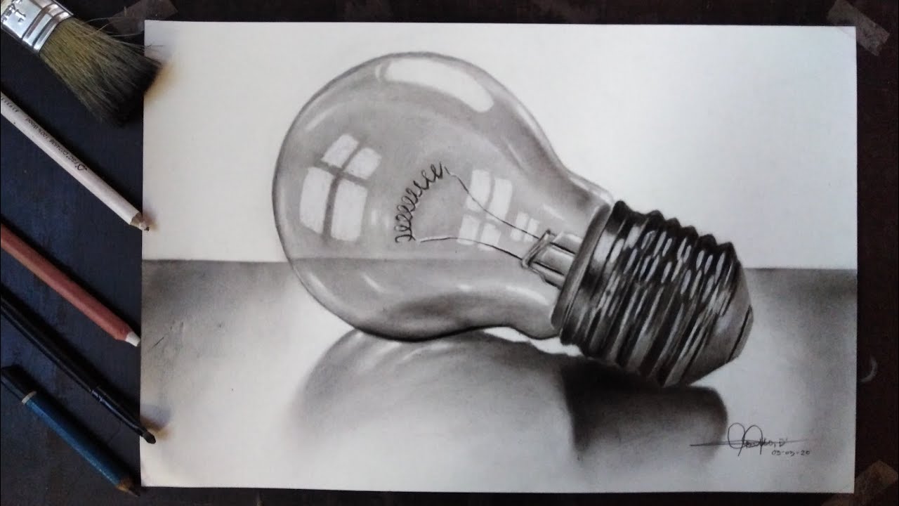 Drawing 3D Light Bulb - YouTube