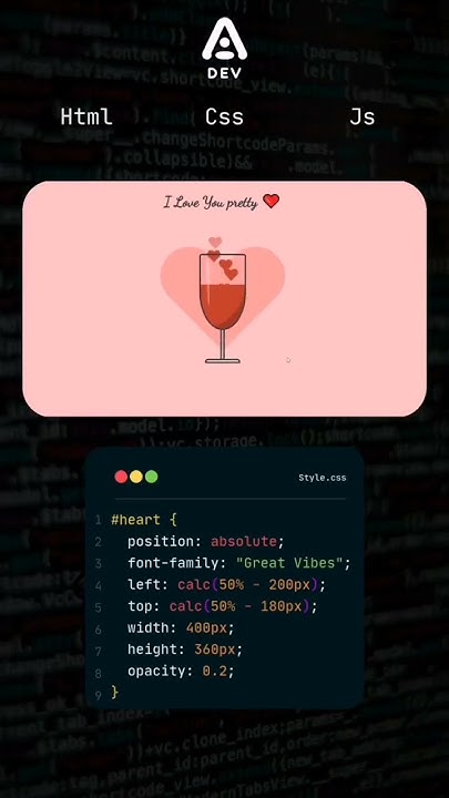 Vino del amor para enamorar con Html, Css y JavaScript #programacion - YouTube
