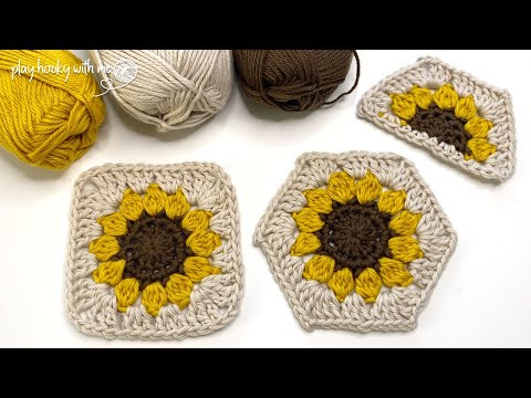 Simple Sunflower Granny Square AND Hexagon 🌻 💛