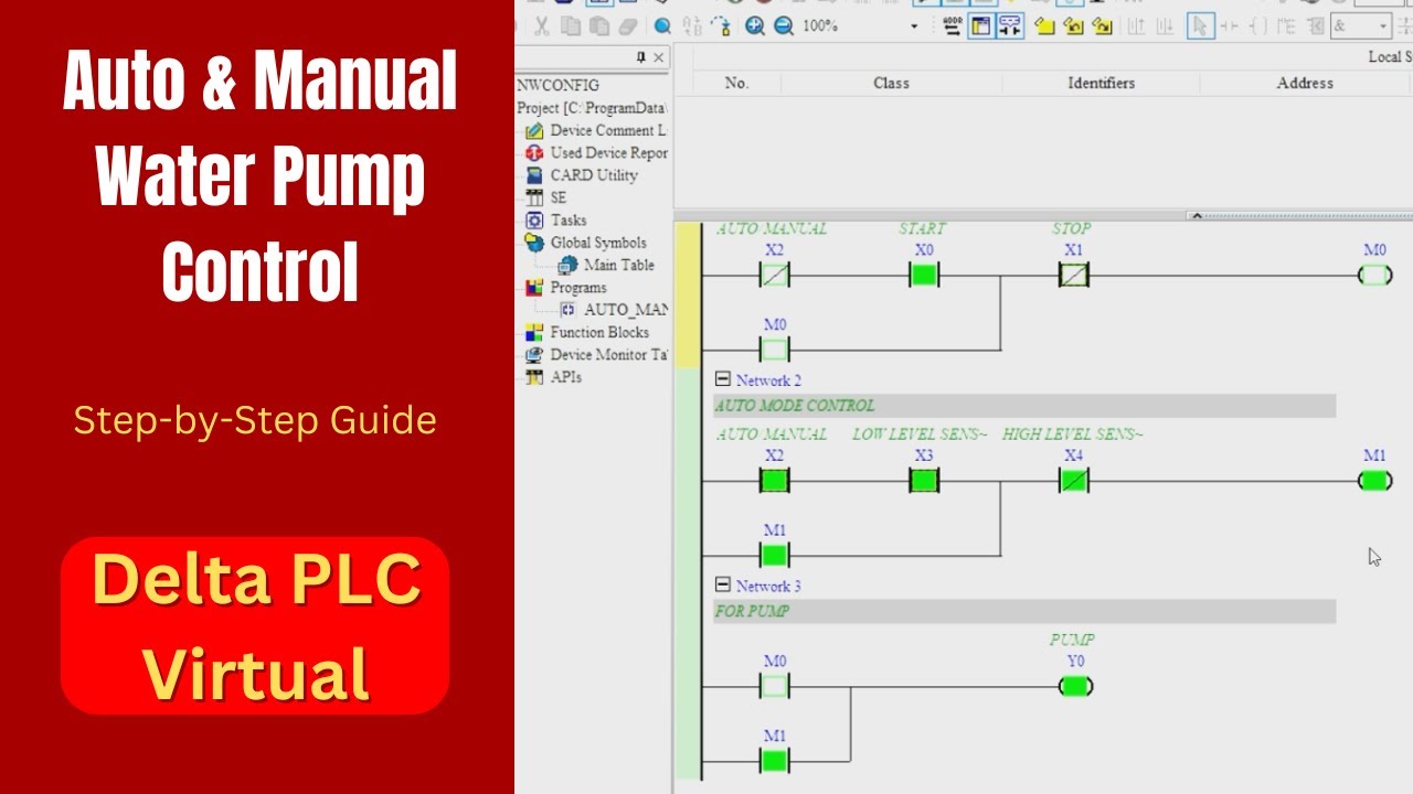 Auto and Manual Water Pump Control Using Delta PLC Virtual | Step-by ...