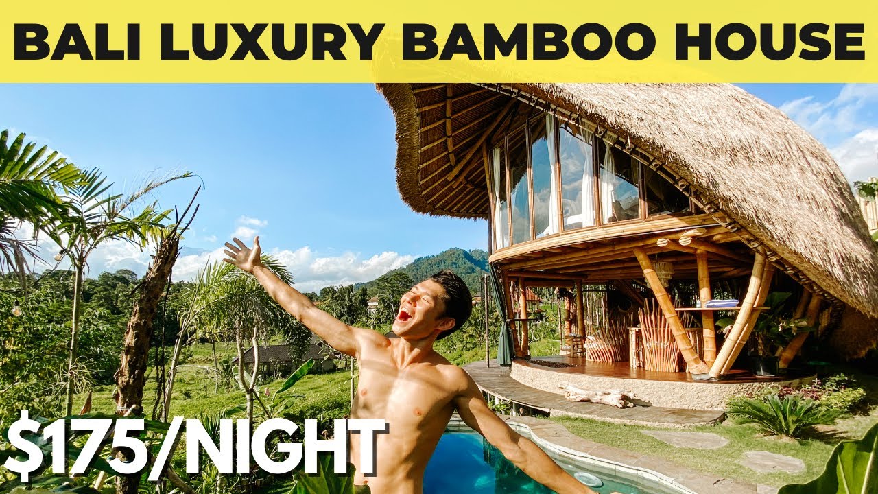 Bali bamboo house with volcano views tour - YouTube