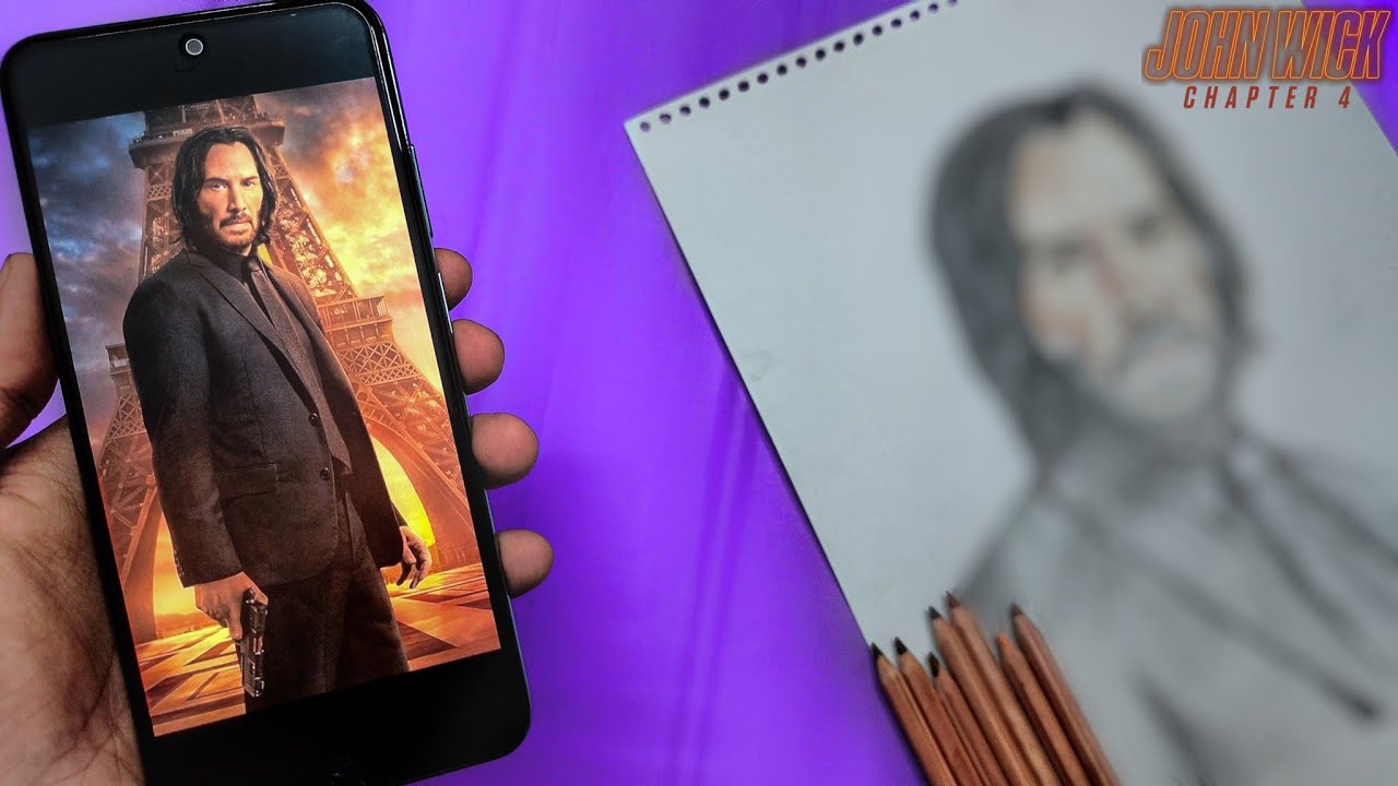 Keanu Reeves drawing | John Wick Chapter 4 | Colour pencil drawing ...