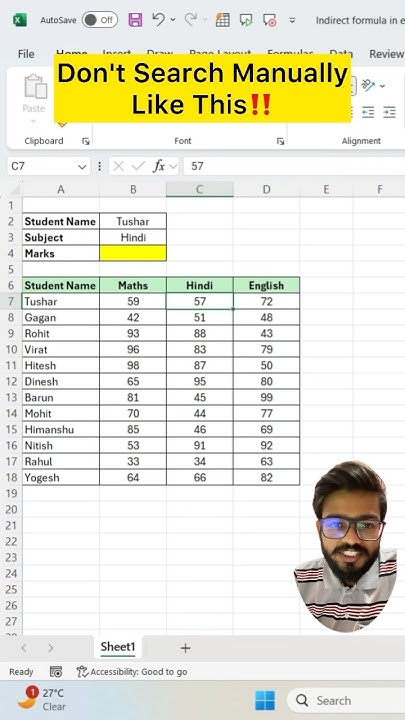 Don T Search Manually In Excel‼️instead Use Indirect Function Excel Exceltips Exceltricks