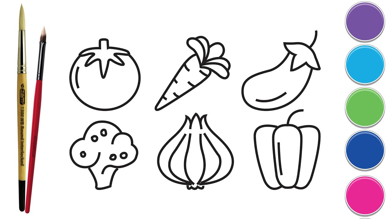 How to draw easy vegetables | Drawing for kids - YouTube